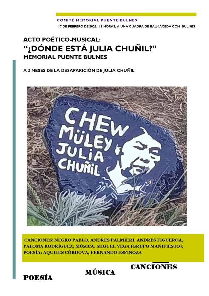 Chile. Lunes 17 de febrero se realiza acto poético-cultural ¿Dónde está ...